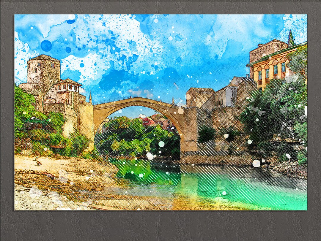 Mostar Canvas Print, Mostar Downtown, Mostar Wall Art, Bosnia and ...