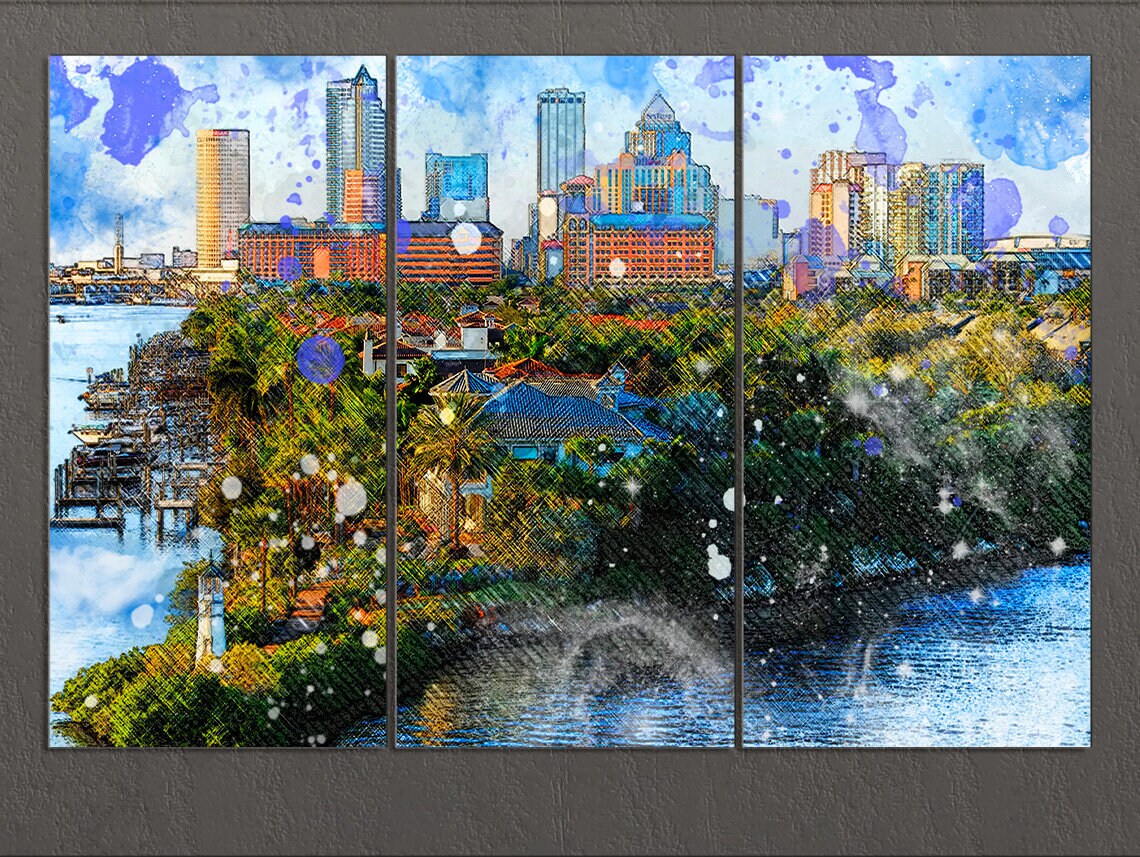 Tampa Canvas Print Tampa Skyline Tampa Wall Art - Etsy