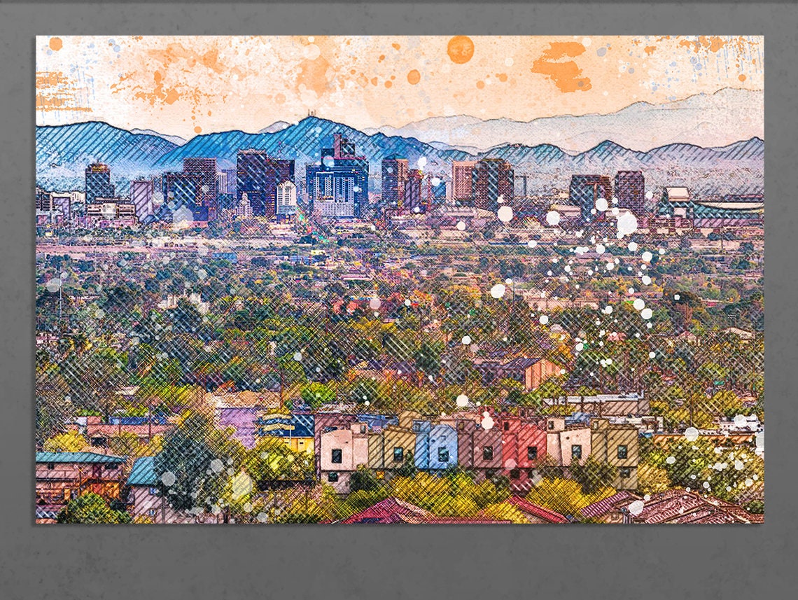 Phoenix Canvas Print Phoenix Skyline Phoenix Wall Art | Etsy