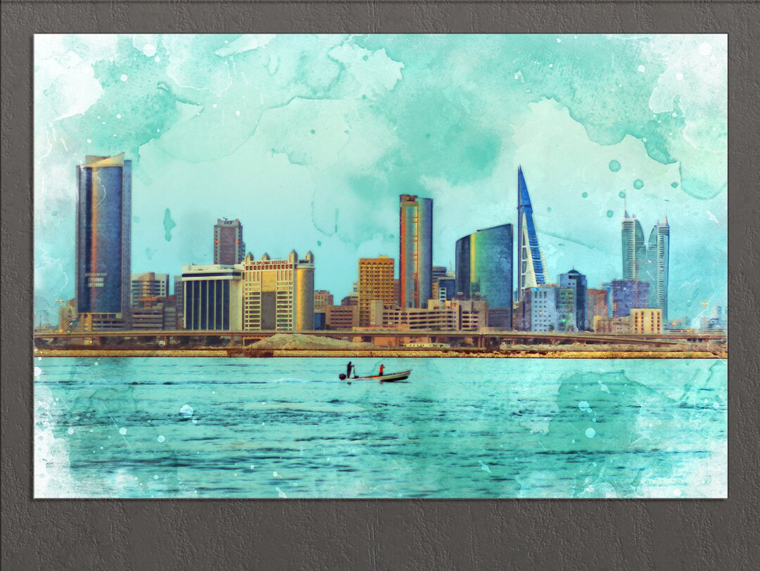 Manama Canvas Print, Bahrain Wall Art, Manama Skyline, Bahrain Painting ...