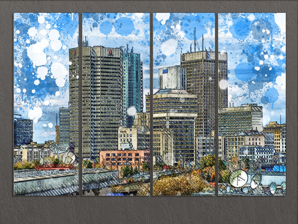 Winnipeg Canvas Print, Winnipeg Skyline, Winnipeg Wall Art, Manitoba ...