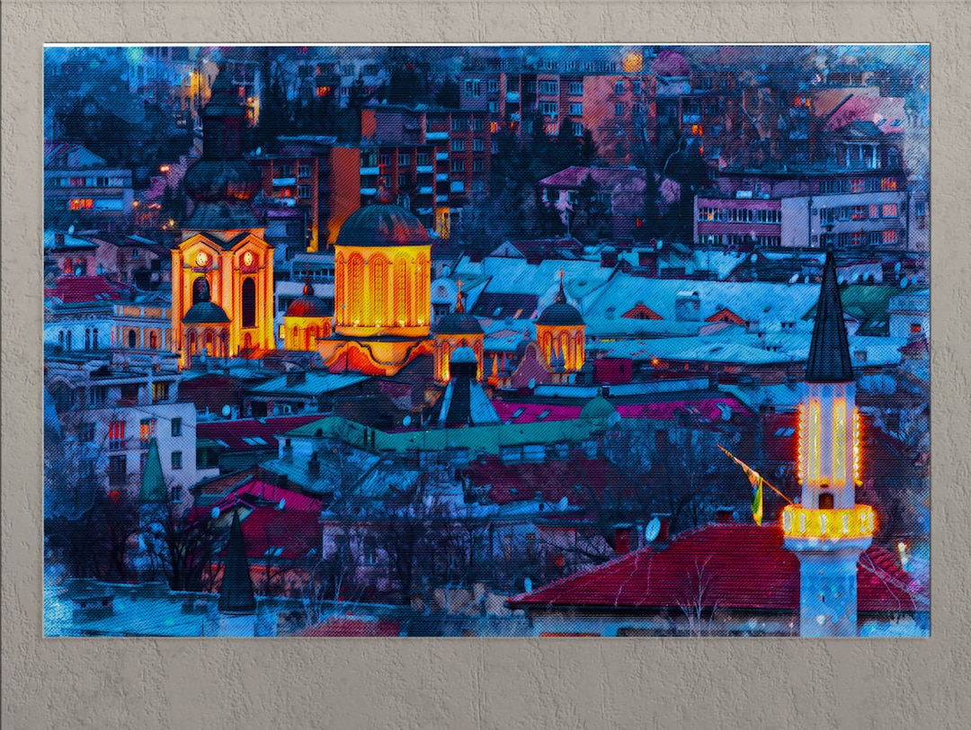 Sarajevo Skyline, Sarajevo Canvas Print, Sarajevo Wall Art, Bosnia and ...