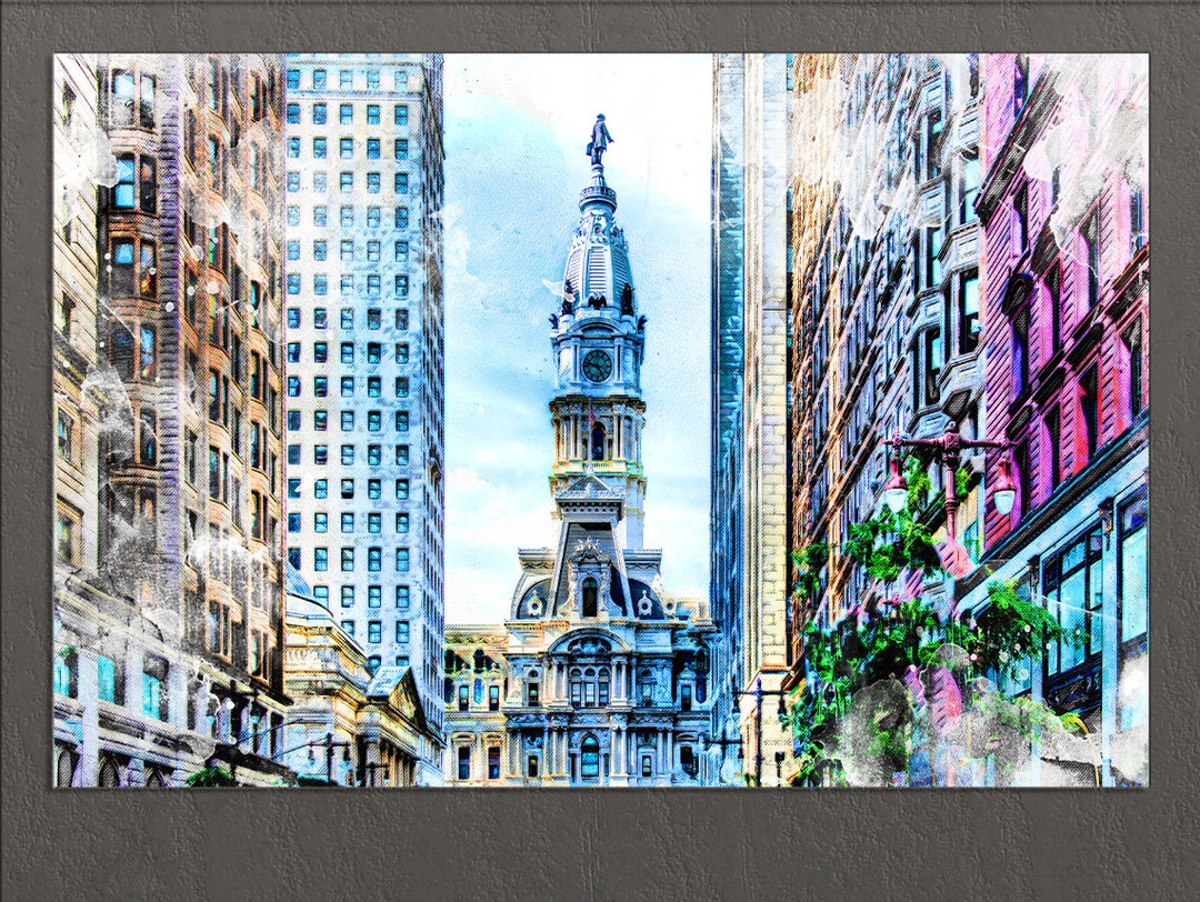 Philadelphia Canvas Print, Philadelphia Skyline, Philadelphia Painting ...
