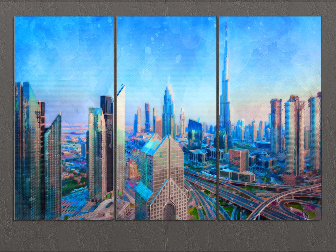Dubai Canvas Print Dubai Skyline Dubai Wall Art United Arab - Etsy
