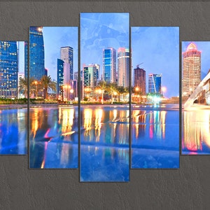 Doha Canvas Print, Doha Skyline, Sheraton Park, Doha Wall Art, Qatar ...