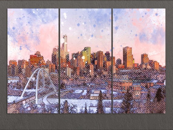 Edmonton Canvas Print Edmonton Skyline Edmonton Wall Art | Etsy
