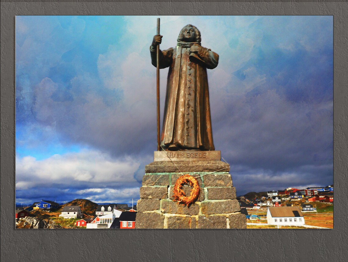 Hans Egede Statue Nuuk Greenland Wall Art Nuuk Canvas | Etsy