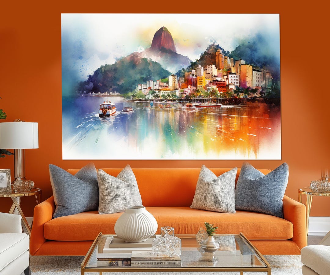 Abstract Watercolor Rio De Janeiro Canvas Print, Rio Painting, Rio ...