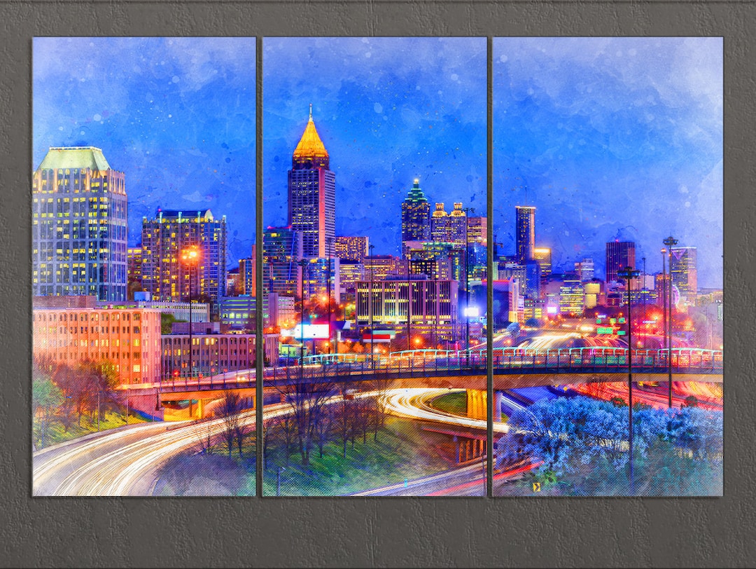 Atlanta Canvas Print Atlanta Skyline Atlanta Painting - Etsy