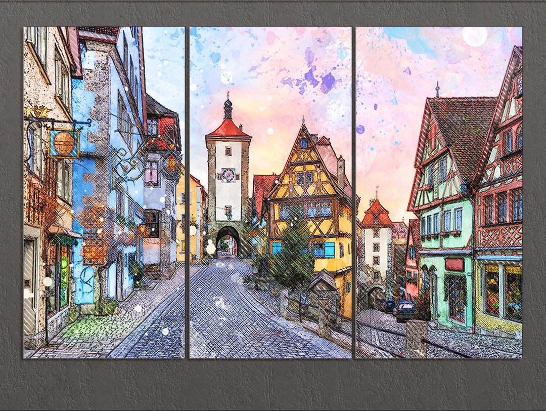Rothenburg Canvas Print, Rothenburg Downtown, Rothenburg Wall Art ...