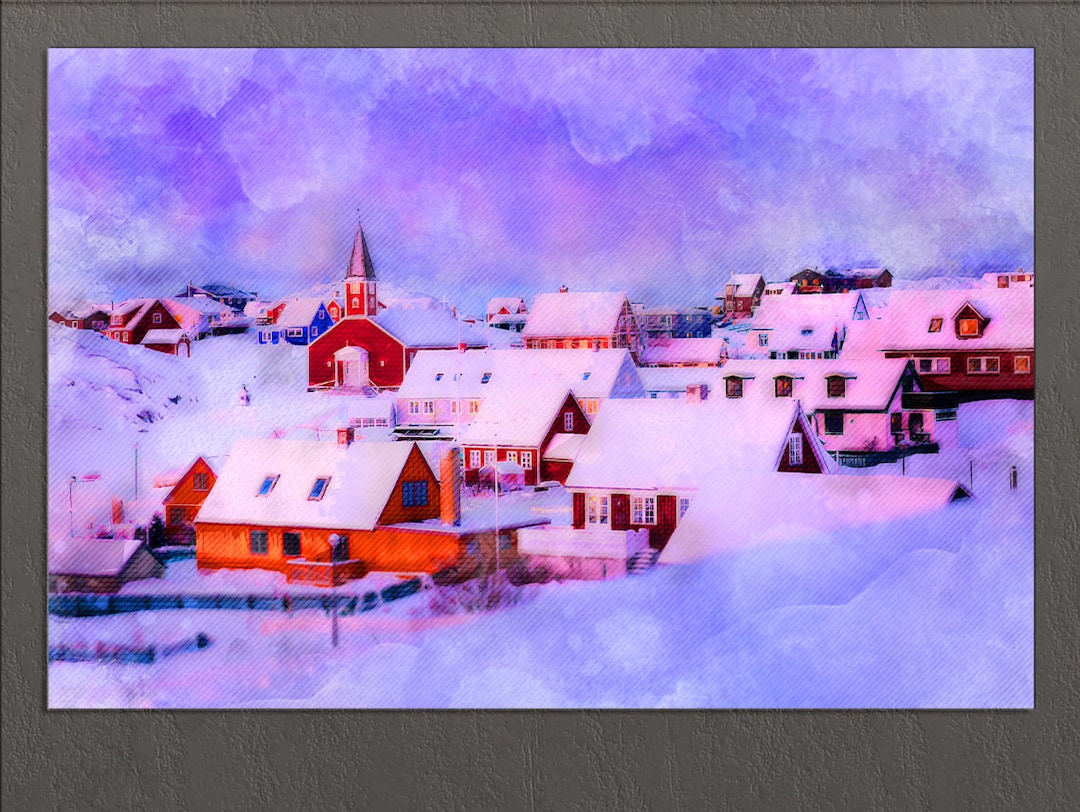 Greenland Canvas Art, Nuuk Canvas Print, Nuuk Painting, Greenland Wall ...