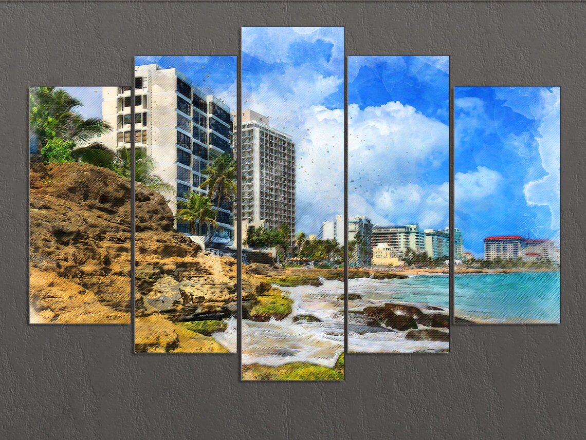 Puerto Rico Wall Art San Juan Canvas Print Atlantic Beach | Etsy