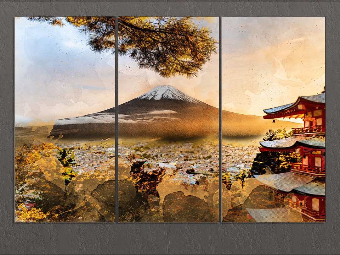 Mount Fuji Canvas Print, Fuji Painting, Fuji Mountain, Fuji Volcano ...