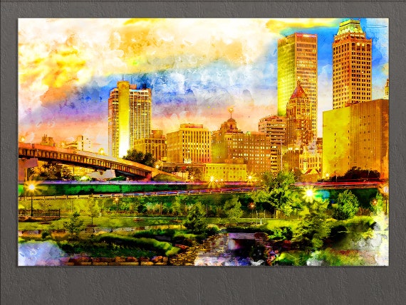 Tulsa Canvas Print Tulsa Skyline Tulsa Painting Tulsa Wall | Etsy