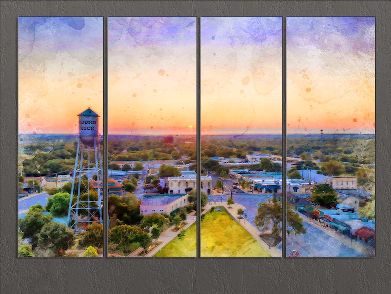 Round Rock Canvas Print, Round Rock Skyline, Round Rock Painting, Round ...