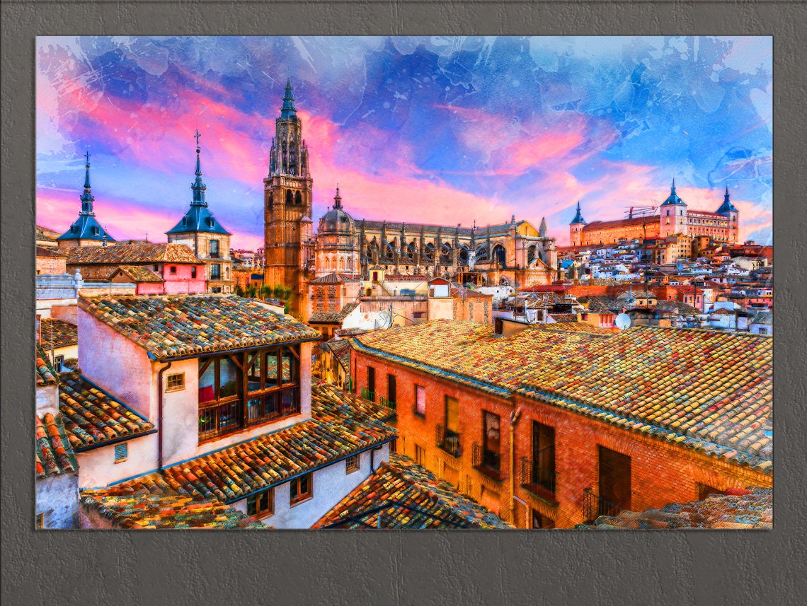 Toledo, Spain Canvas Print, Toledo Painting, Toledo Wall Art, Toledo ...