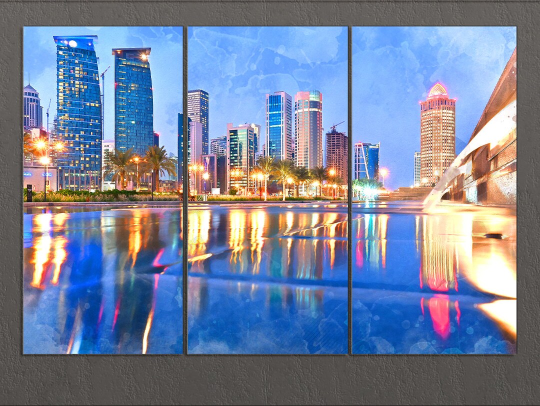 Doha Canvas Print, Doha Skyline, Sheraton Park, Doha Wall Art, Qatar ...