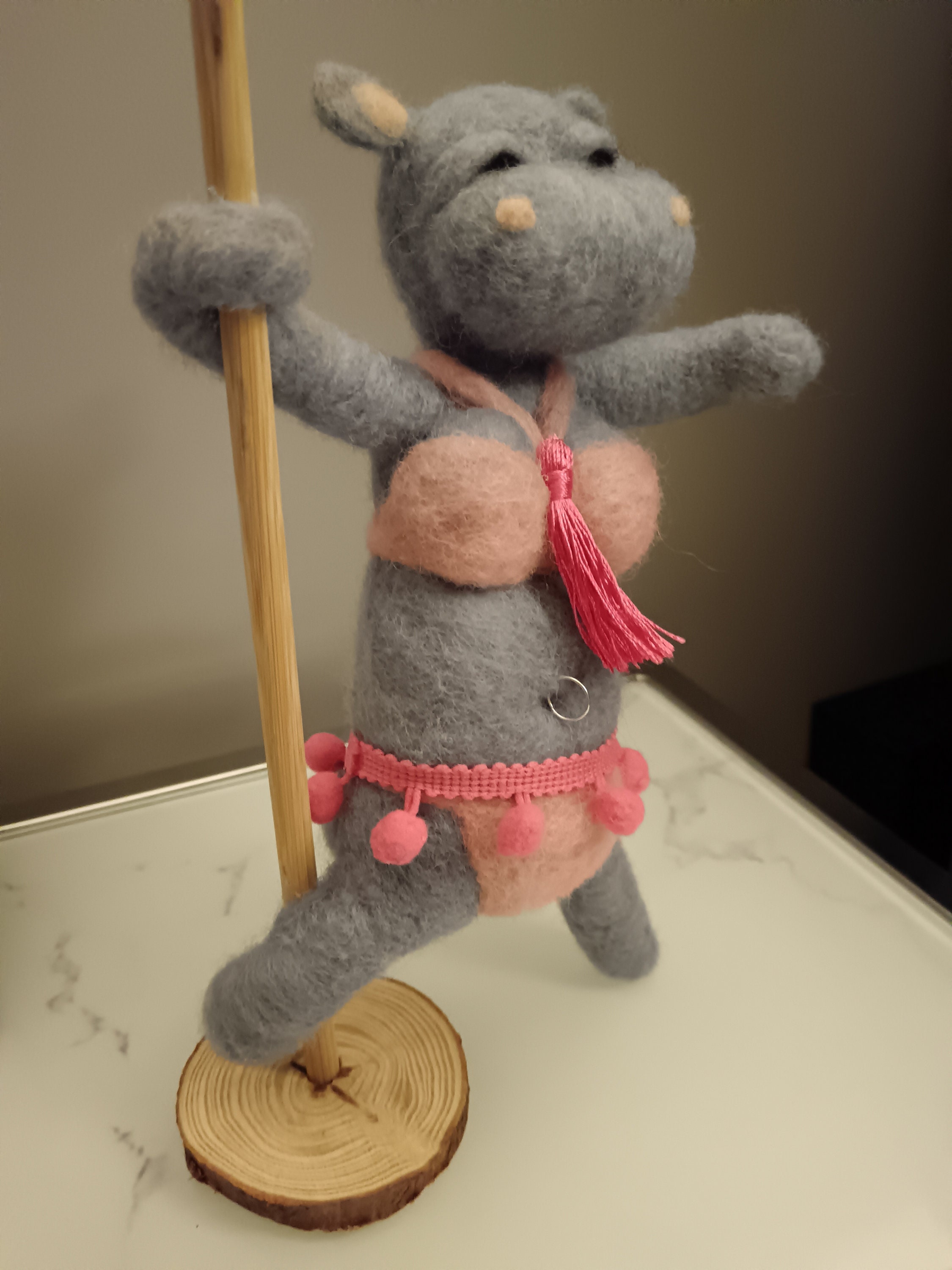 Needle Felted Cute Pole Dancing Hippo - Etsy