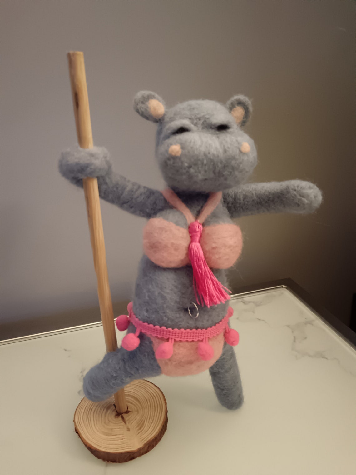 Needle Felted Cute Pole Dancing Hippo - Etsy