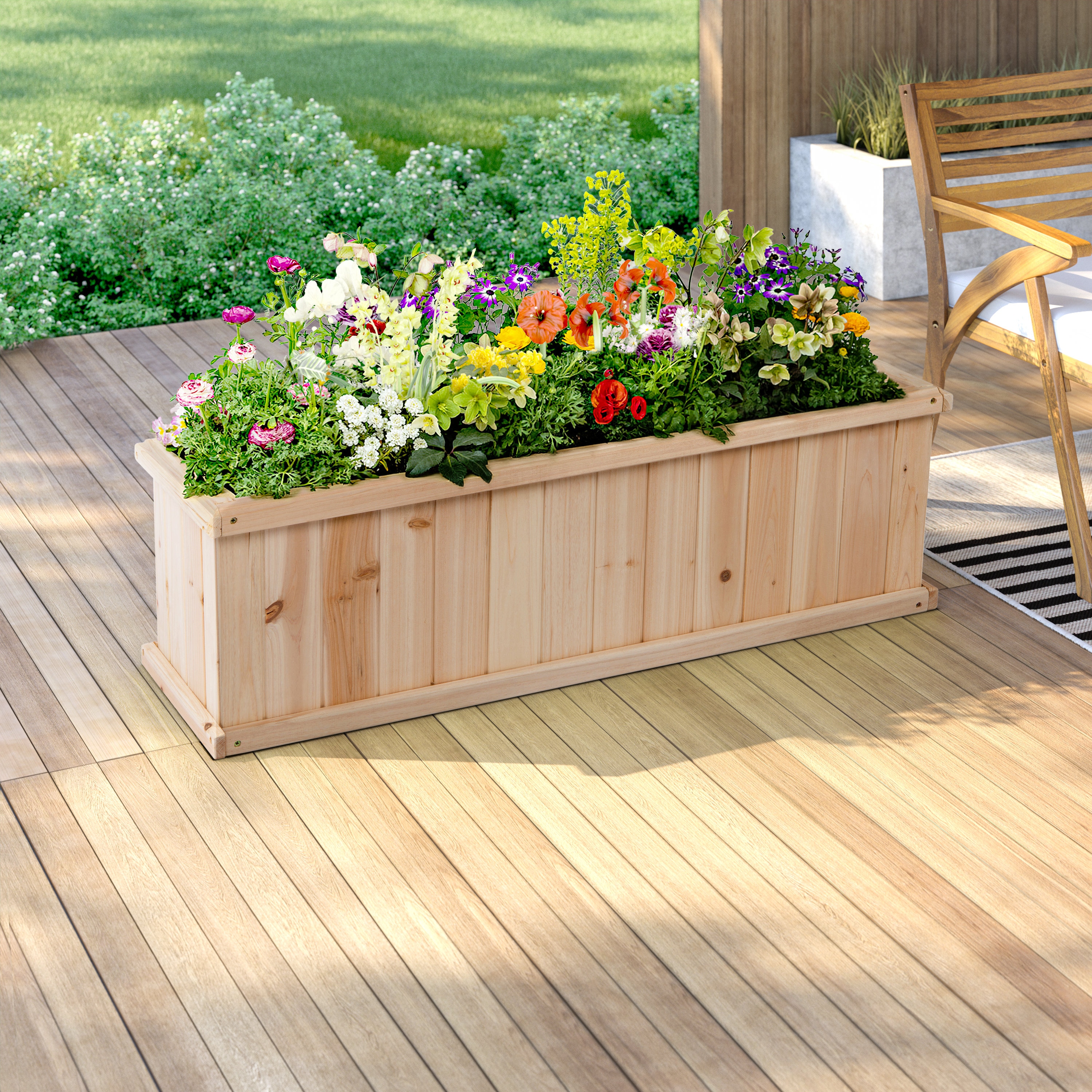 40 Wood Planter Box With Drainage Holes & Liner 5103 natural Finish - Etsy