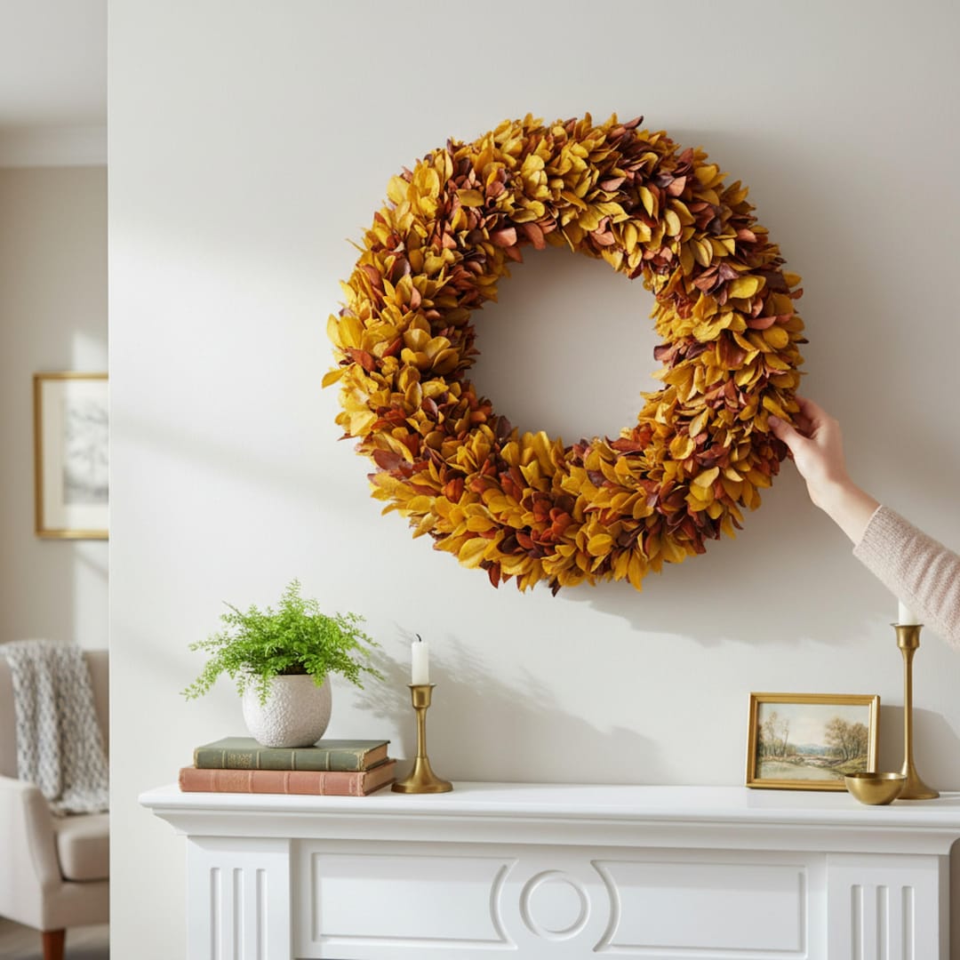 20" Preserved Holly Wreath, Autumn - Etsy