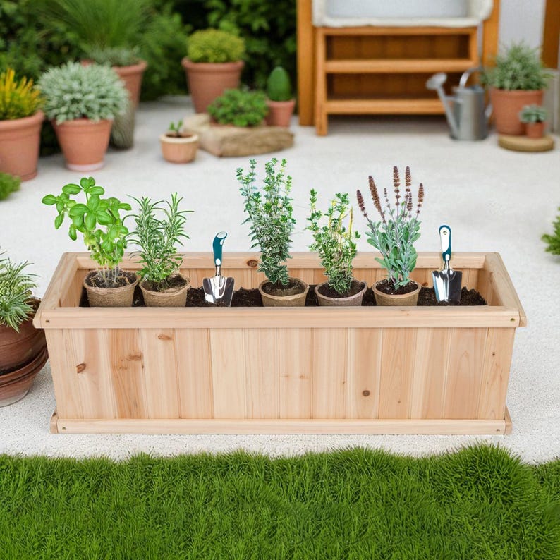 40" Wood Planter Box With Drainage Holes & Liner #5103 (natural Finish ...