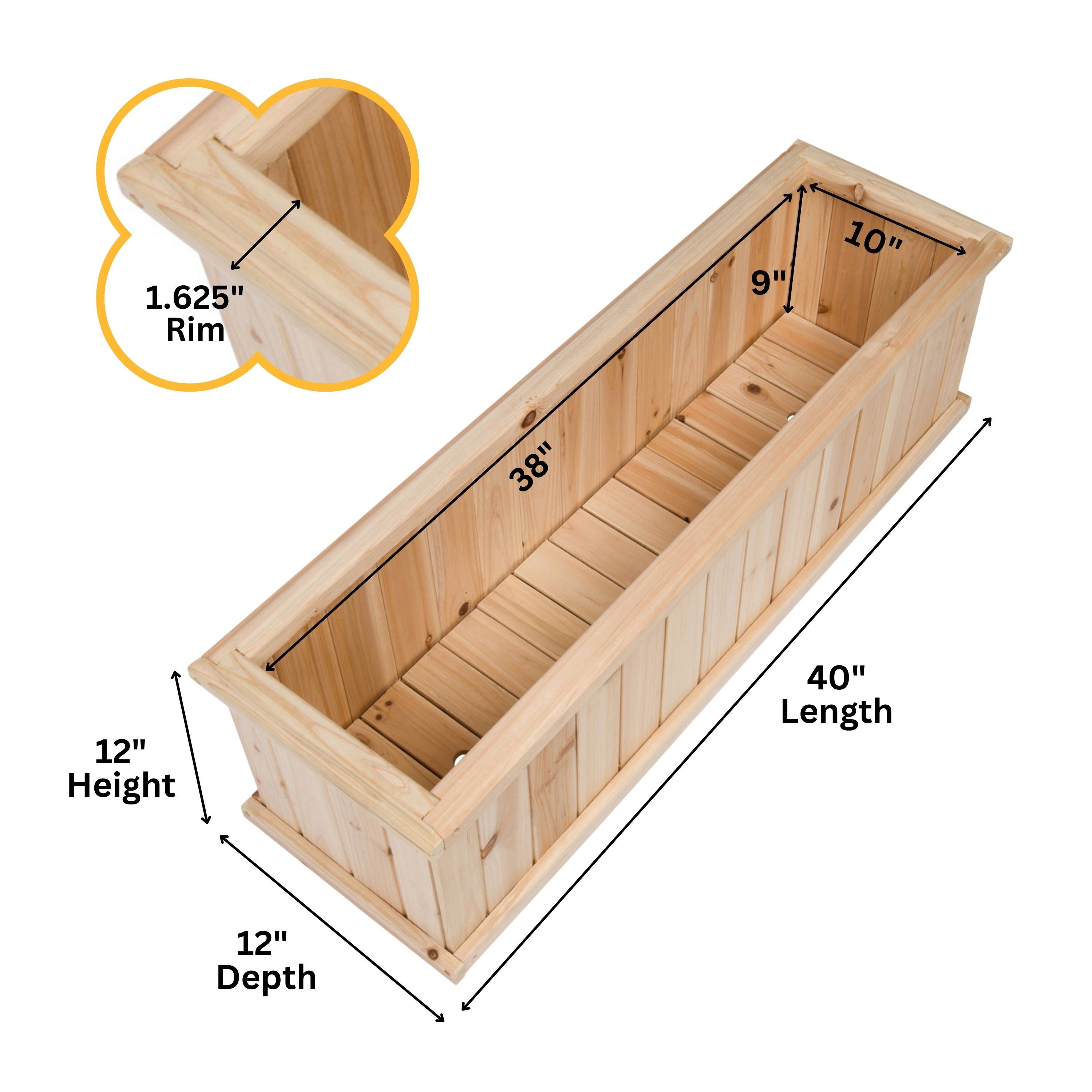 40 Wood Planter Box With Drainage Holes & Liner 5103 natural Finish - Etsy