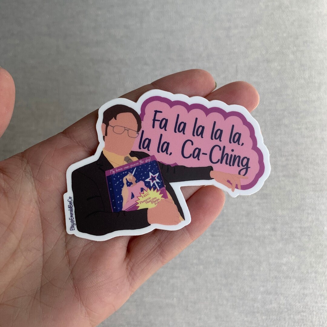 Dwight Schrute Christmas Sticker, Fa La La La La La La Ca-ching Sticker ...