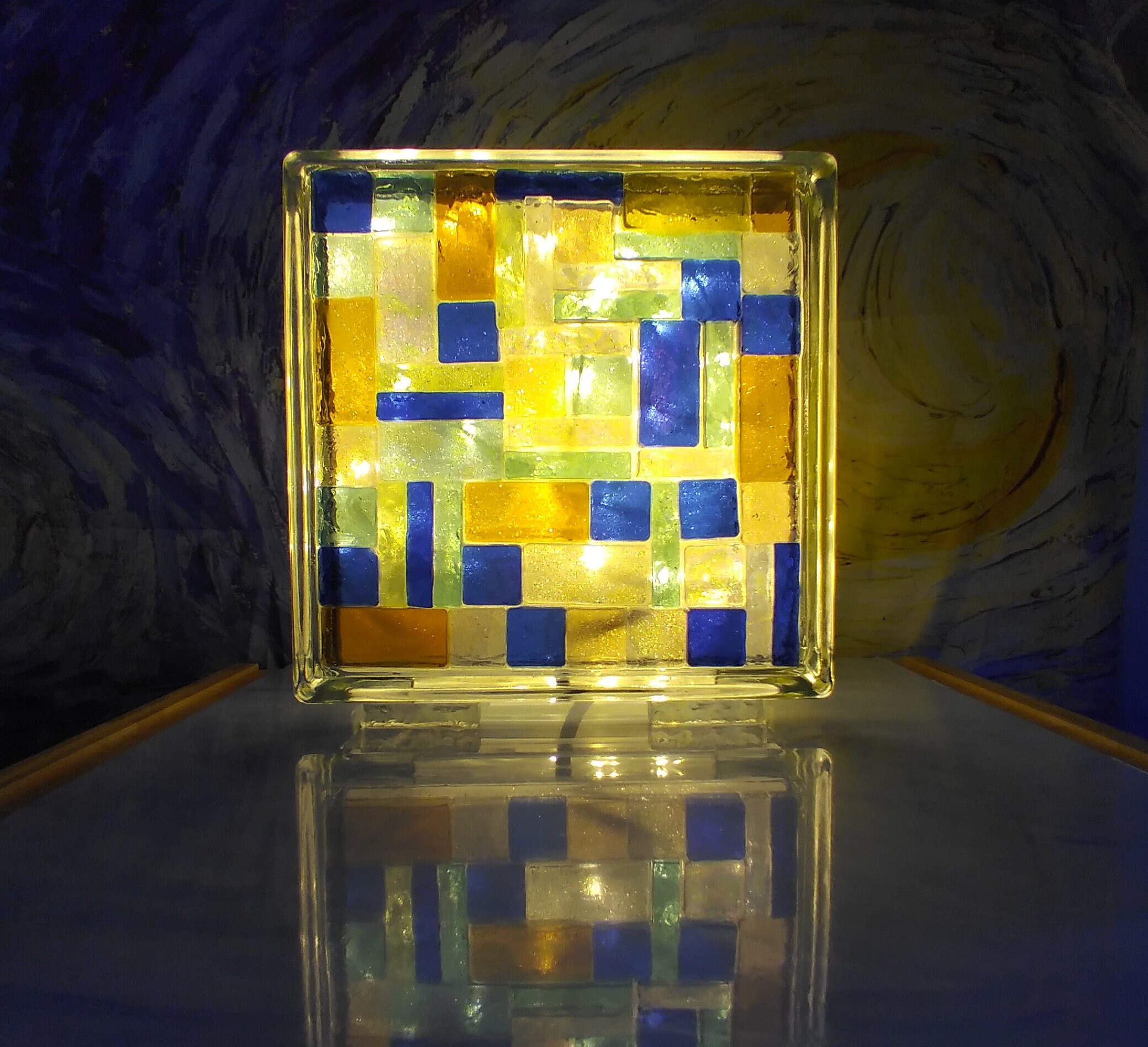 Abstract I Glass Mosaic Block Art Lamp - Etsy Canada