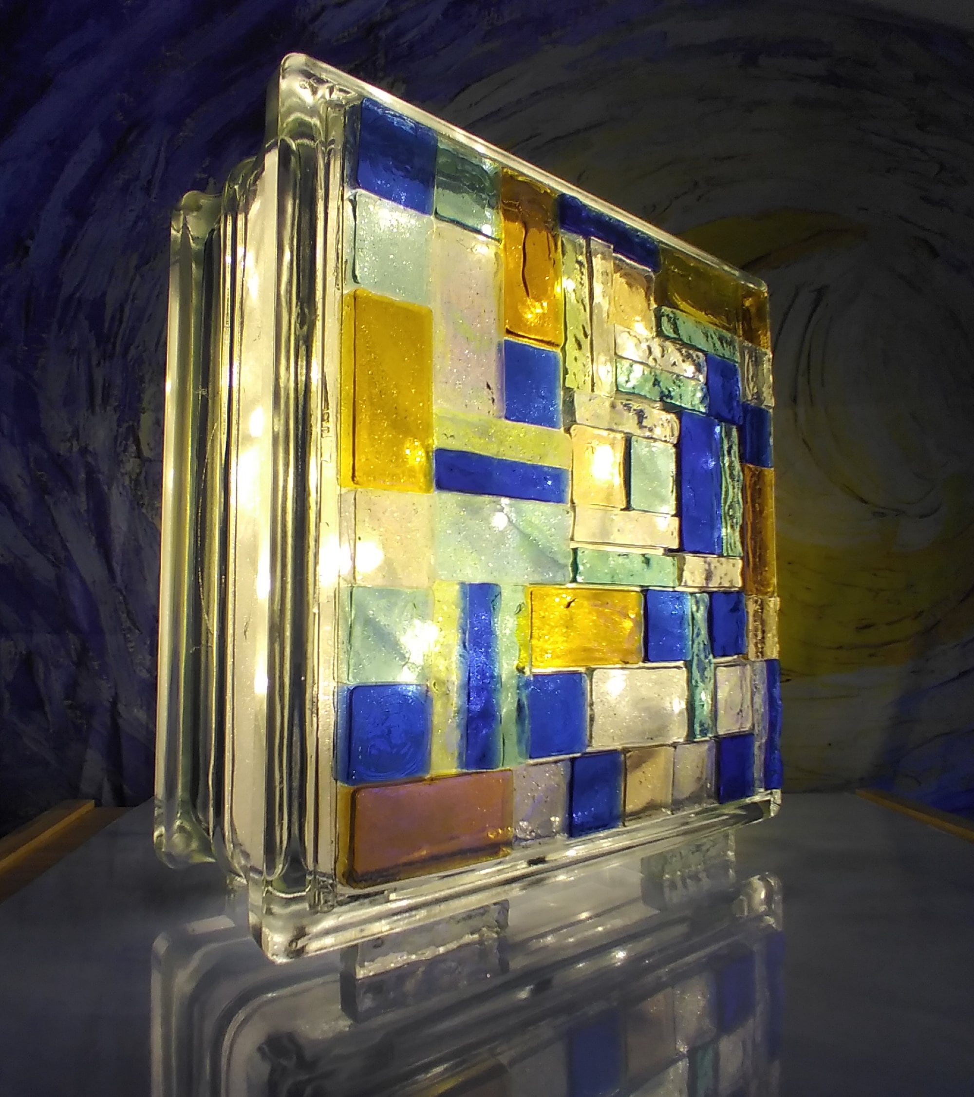 Abstract I Glass Mosaic Block Art Lamp - Etsy Canada