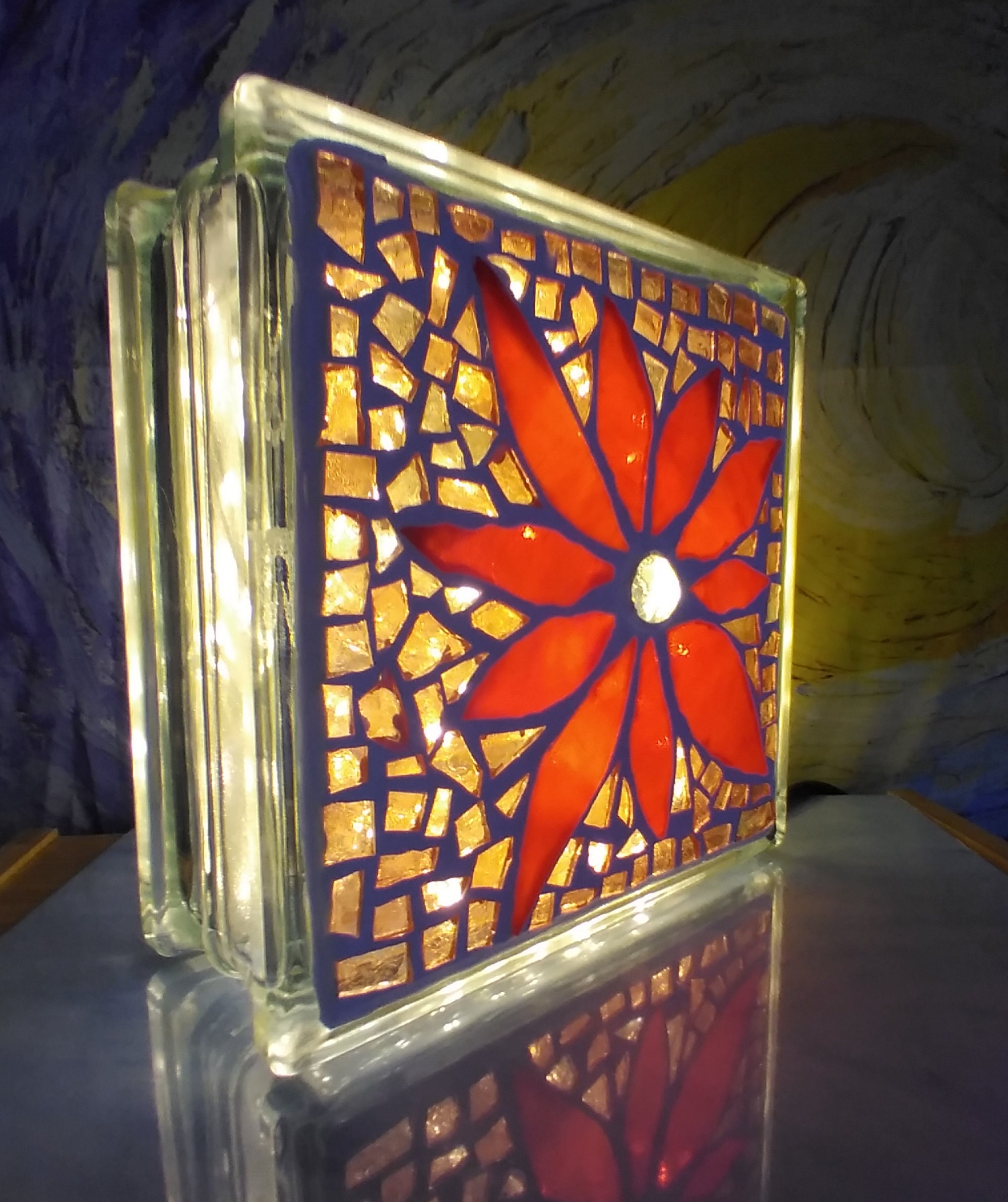 Flower Glass Block Mosaic Lamp - Etsy