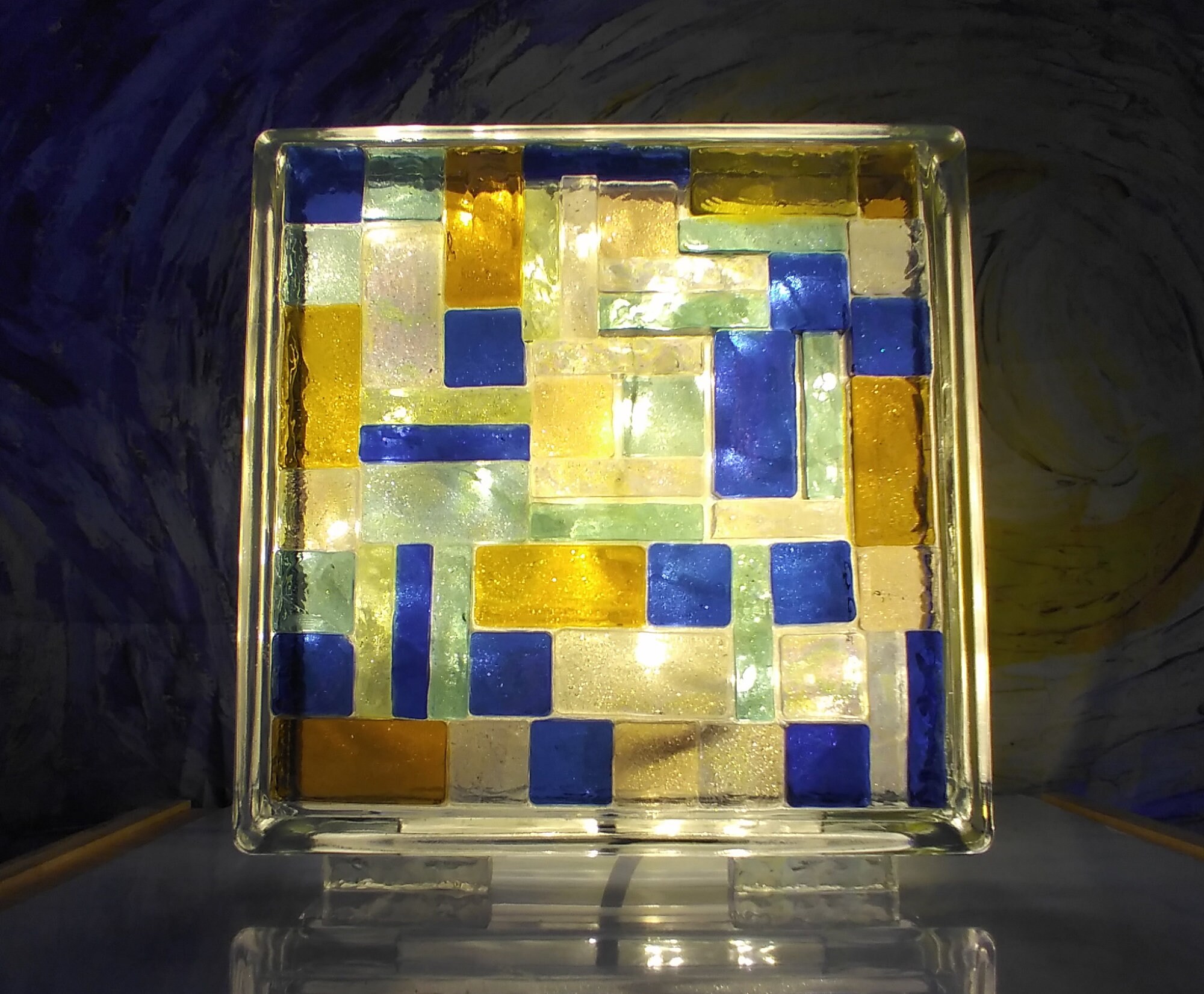 Abstract I Glass Mosaic Block Art Lamp - Etsy Canada