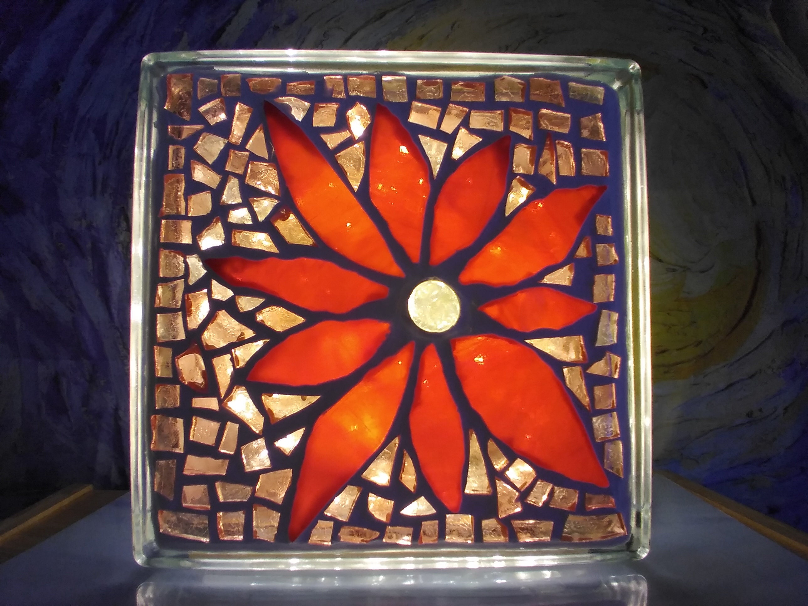 Flower Glass Block Mosaic Lamp - Etsy