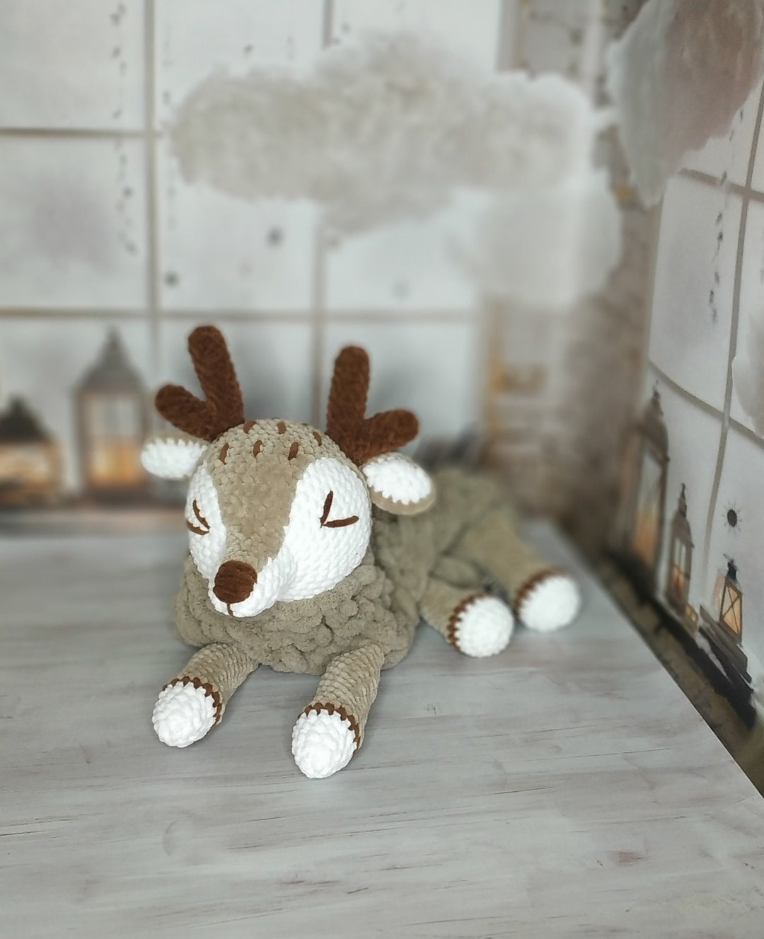 Pajama Holder, Deer Pajama Bag, Crochet Reindeer, Amigurumi Deer ...