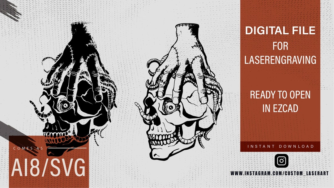 SVG Worm Skull for Laser Engraving, Digital Instant Download for Ezcad ...