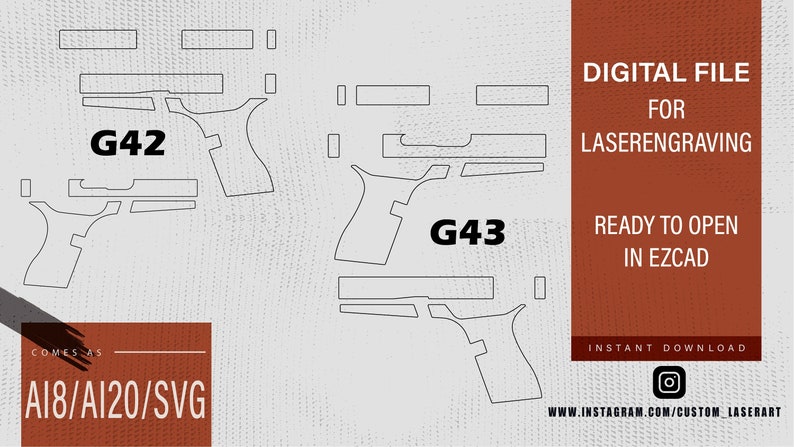 SVG Bundle Outlines for Glock 43 and Glock 42 - Etsy