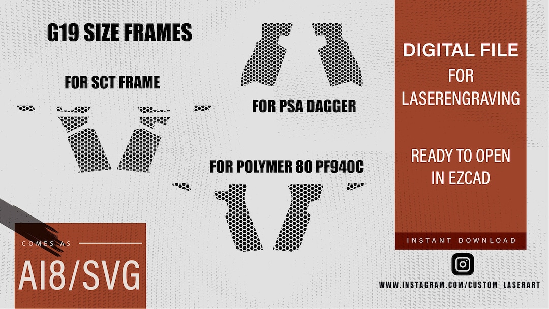 SVG Laser Files,fits Glock 19 P80 Pattern,gun Stippling for Fiber Laser ...