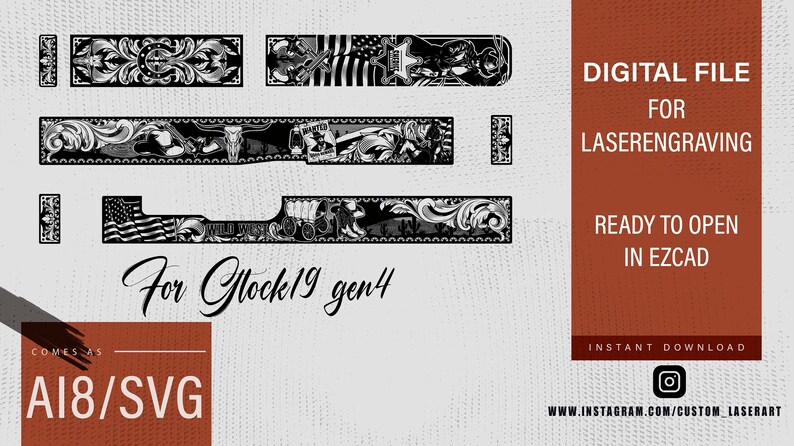 SVG Template for Glock 19 Gen4 Laserengravingwild West Cowboy - Etsy