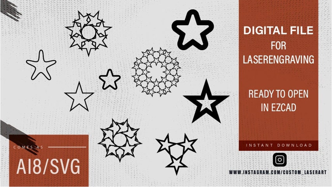 STARS DIGITAL FILE, Laser Engraving File,downloadable Ezcad Digital ...