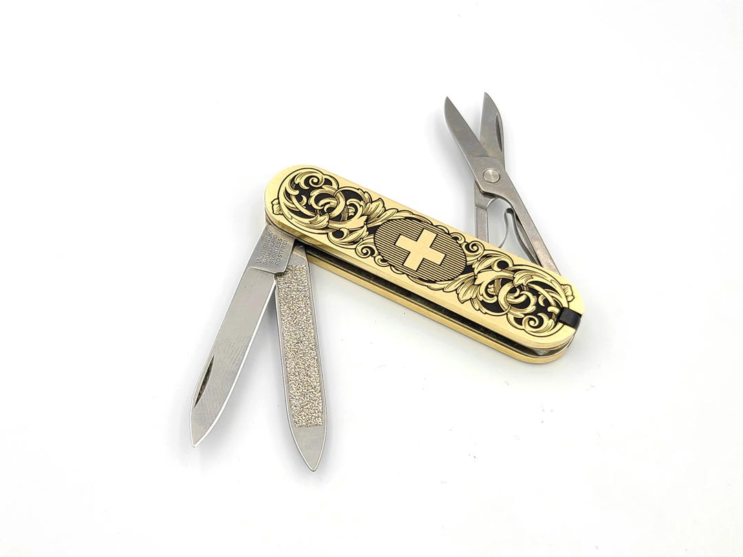Custom Swiss Army Knife 58mm Classic Sd,baroque Scrollwork Design ...