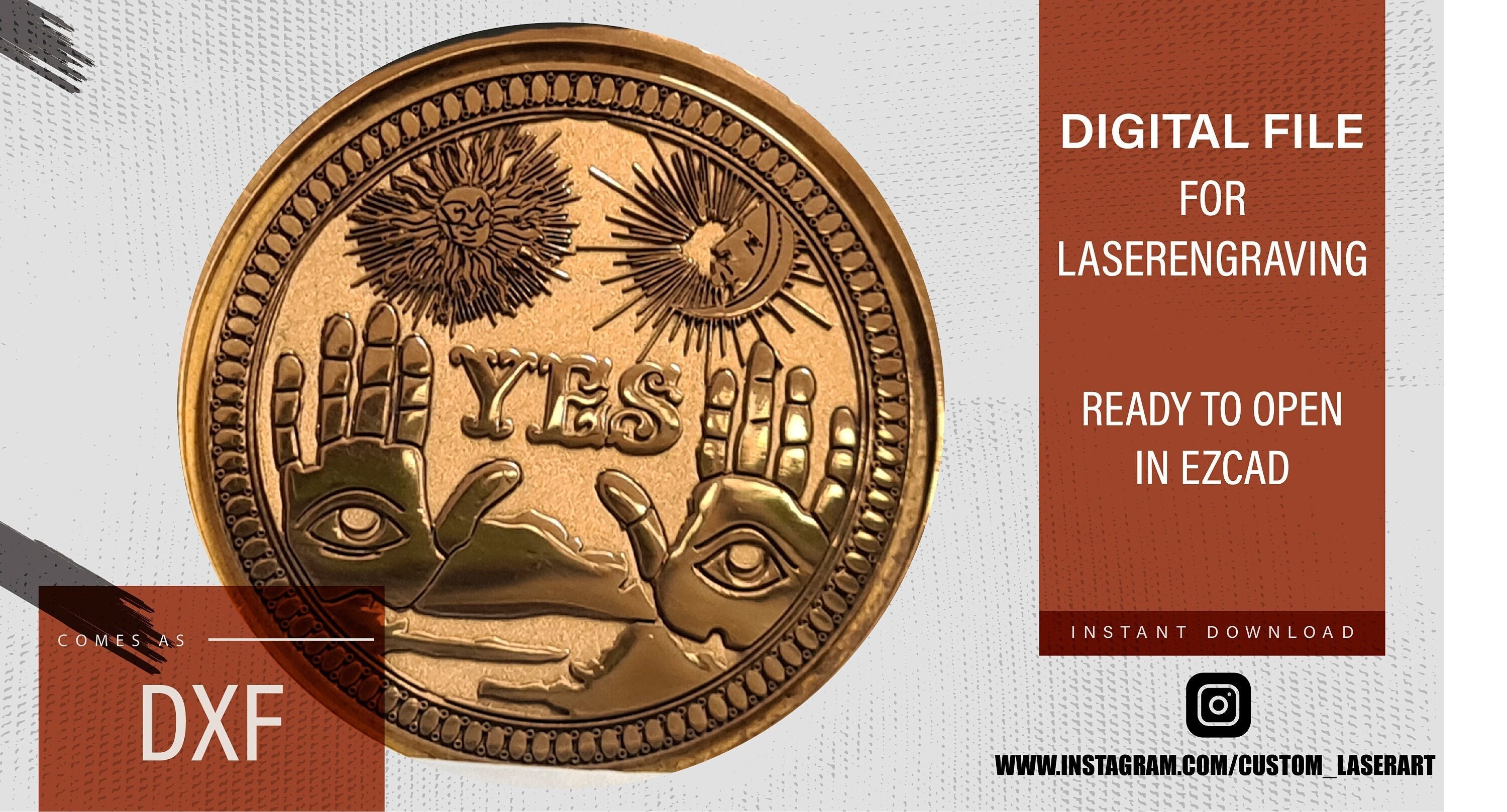 DXF Laser Fileslucky Coin Yes or No Template Fiber Laser Cut - Etsy UK