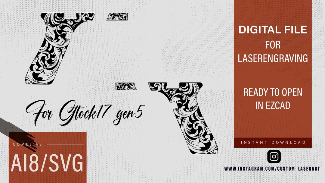 AI8 Vector for Glock17 Gen5 Scrollwork Laser Files,pistol Pattern,gun ...