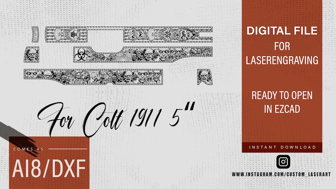 Laser Engraving Colt 1911 Zombie Apocalypse Design for Pistol Slides ...
