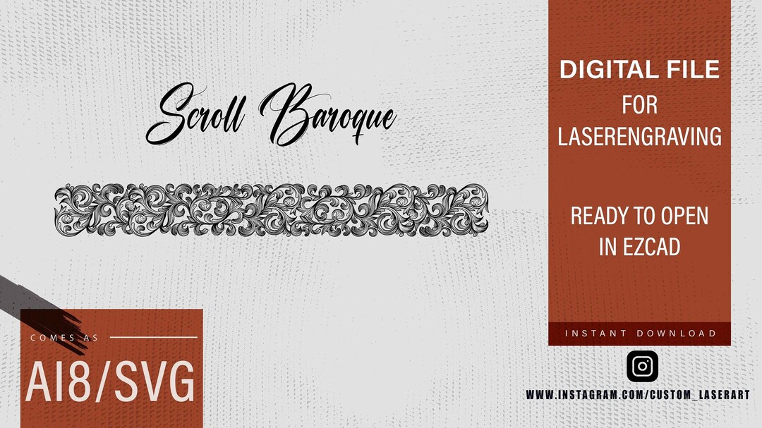 Separate Scrollwork Pattern Laser File Ai8,pistol Slide BAROQUE Scroll ...