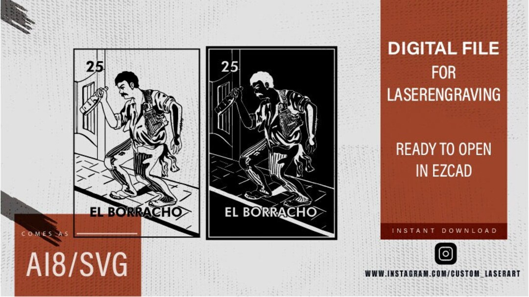 El Borracho SVG Loteria for Ezcad,laserengraving Vector Instant ...