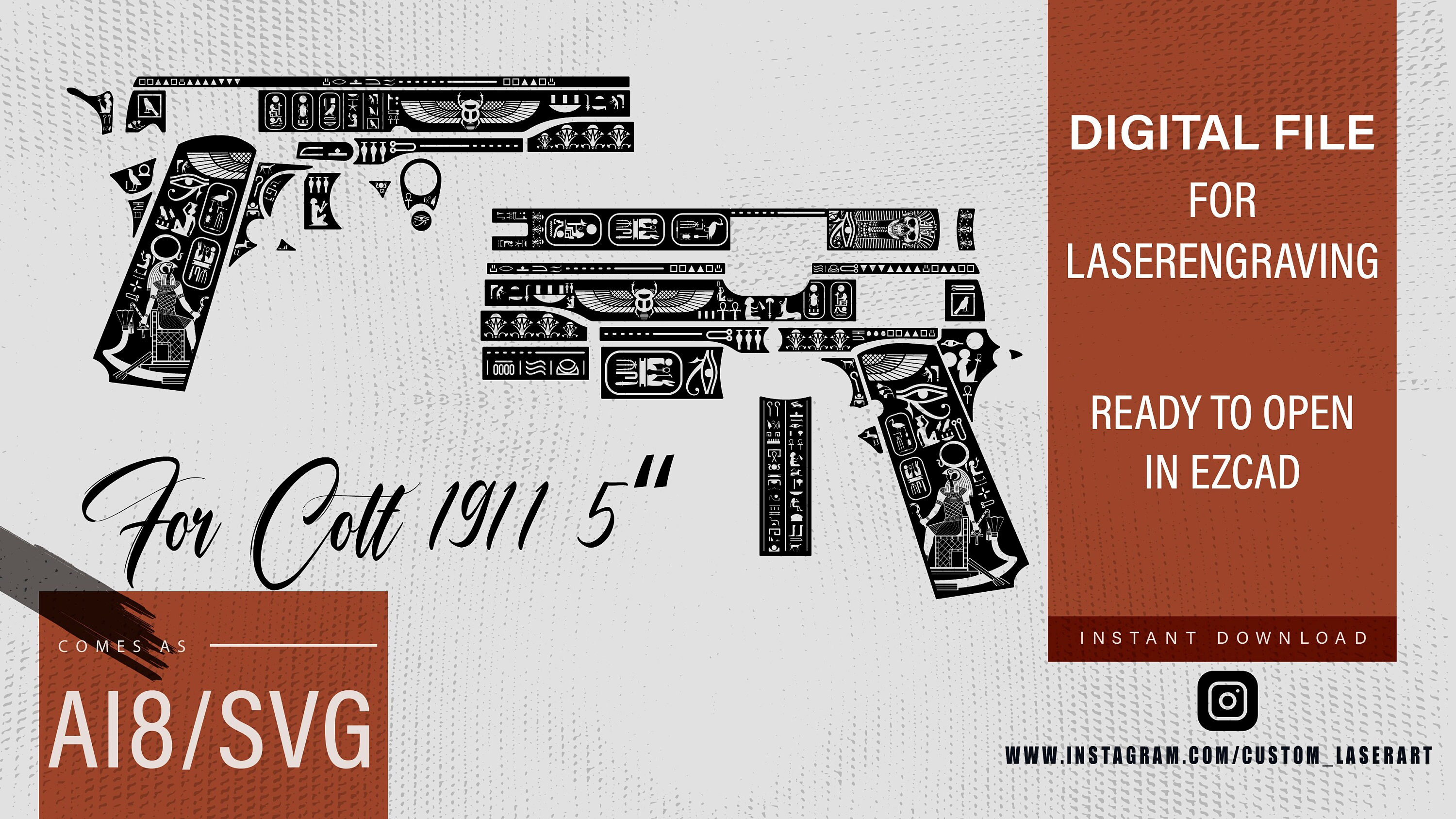For Colt 1911 5svg Egypt Pattern for Laser - Etsy
