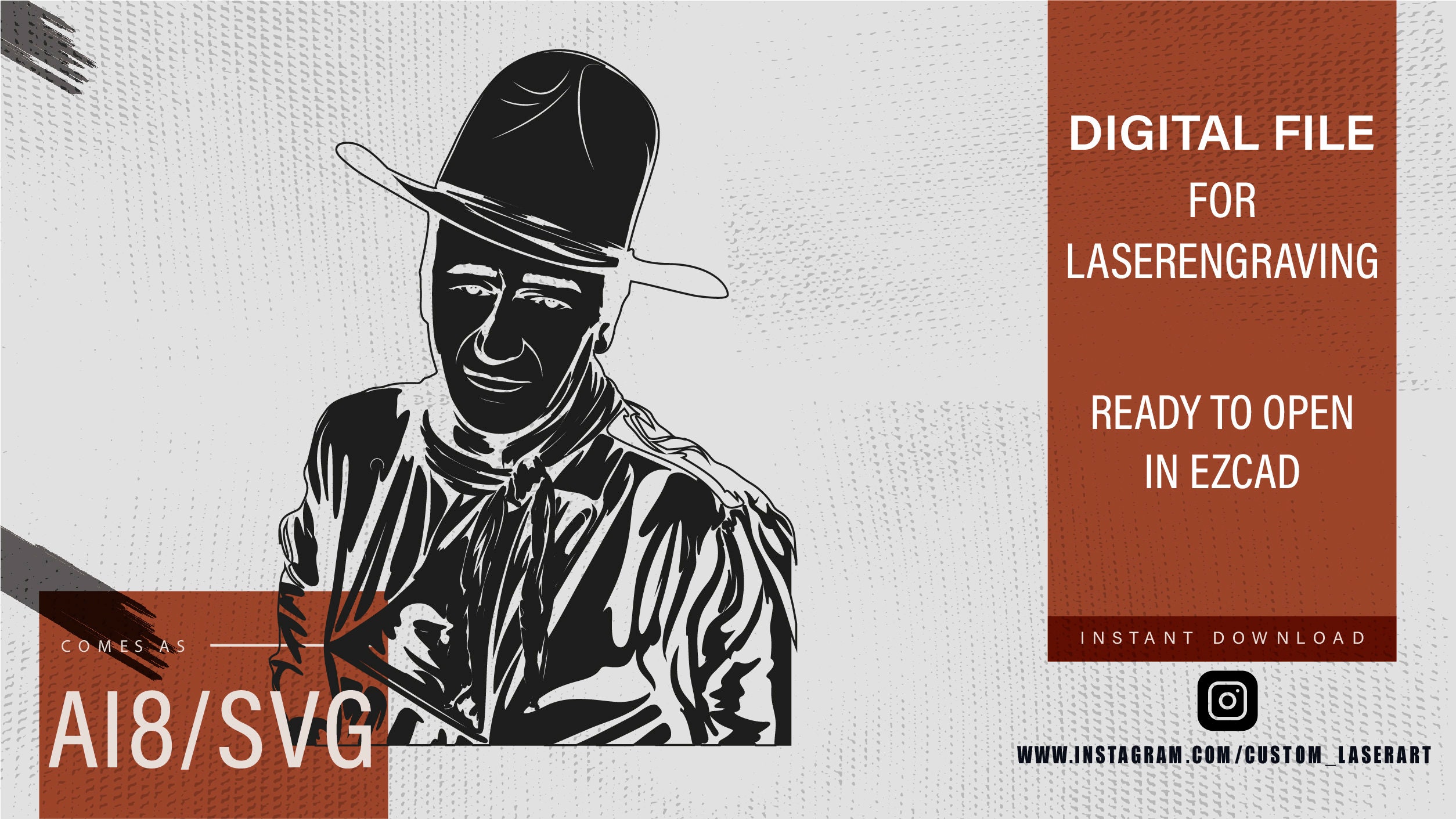 Digital Download SVG John Wayne File for Ezcadlaserengraving - Etsy