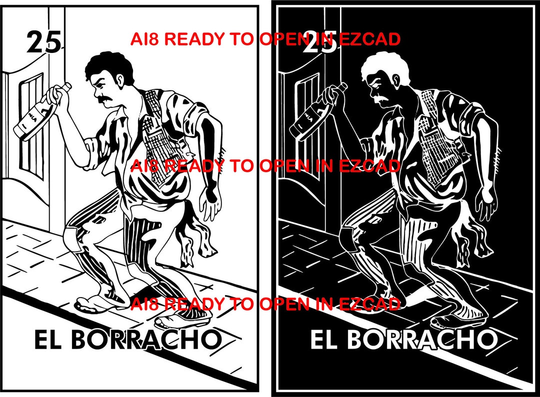 El Borracho SVG Loteria for Ezcadlaserengraving Vector - Etsy
