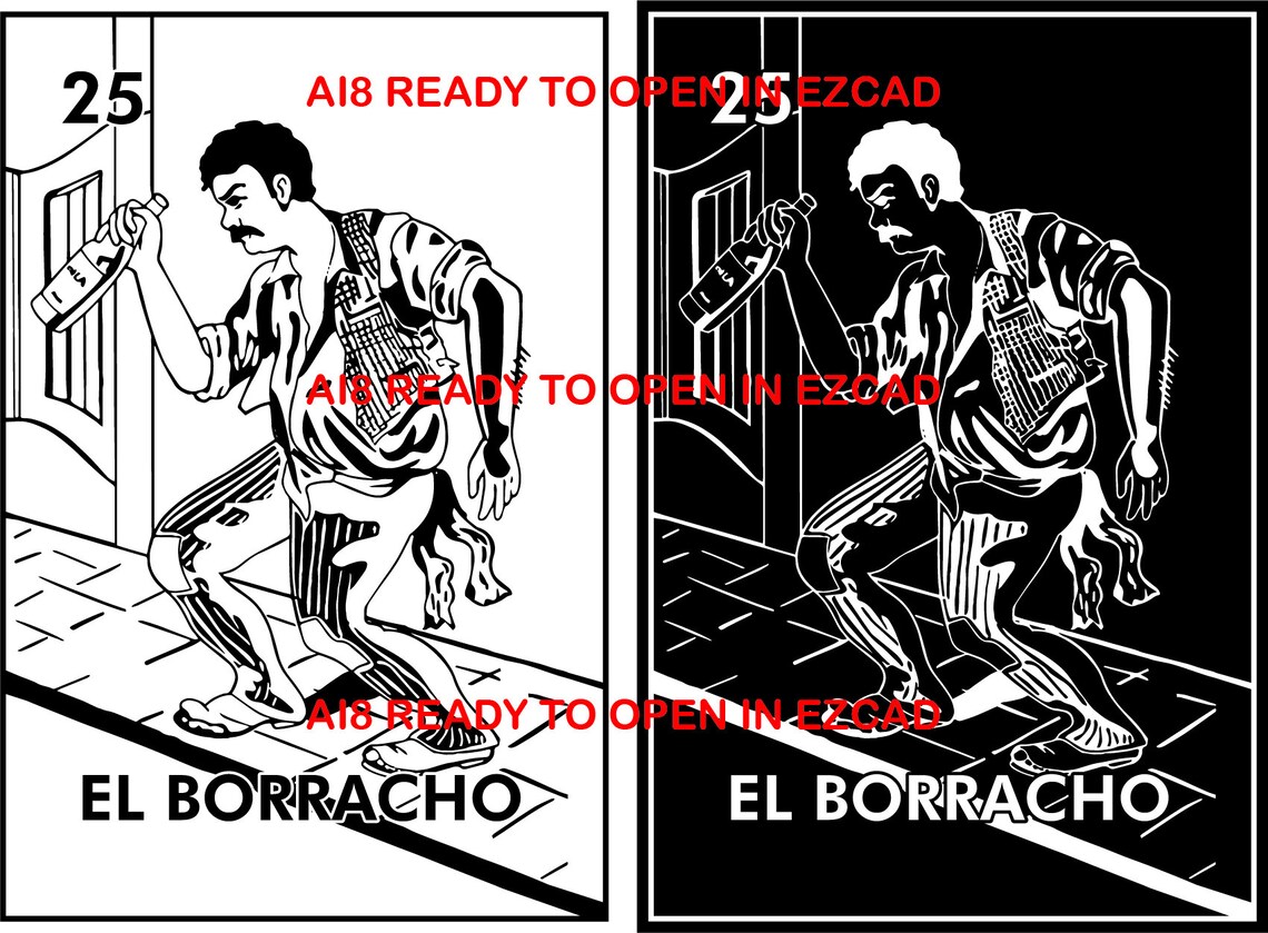 El Borracho SVG Loteria for Ezcadlaserengraving Vector - Etsy