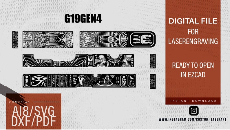 SVG Template for Glock 19gen4 Laserengravingegyptian Pharaoh - Etsy